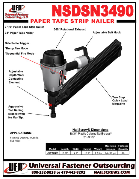 NSDSN3483H 30°/34° Paper Strip Ballistic NailScrew® Driver – UFO ...